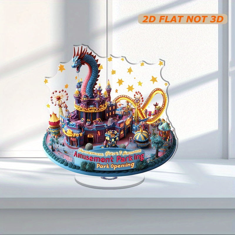 Rotating acrylic display featuring a dragon-shaped amusement park with ...