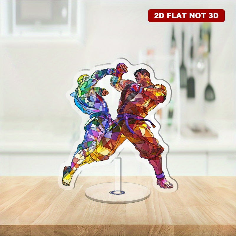 Rotating acrylic display featuring a fighter blocking a kick with ...