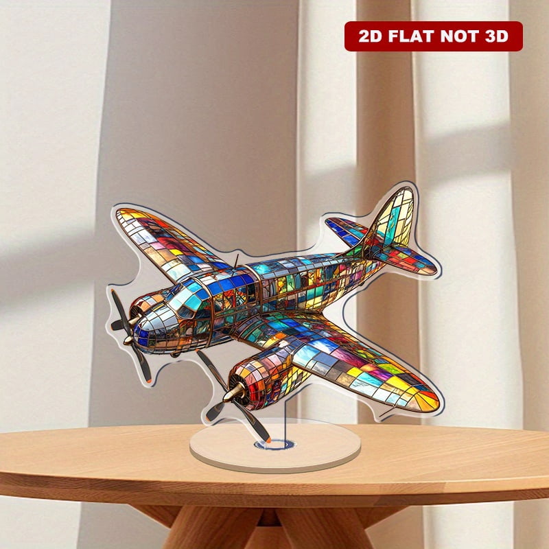Rotating acrylic display featuring a full-body retro airplane in ...