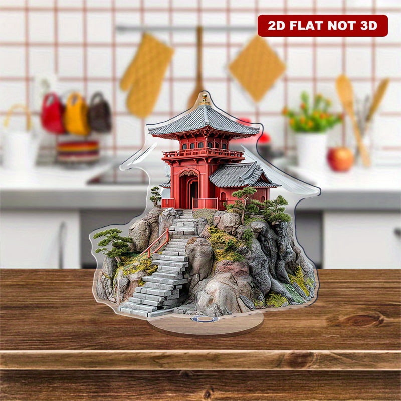 Rotating acrylic display featuring a full body shrine under Mount Fuji ...