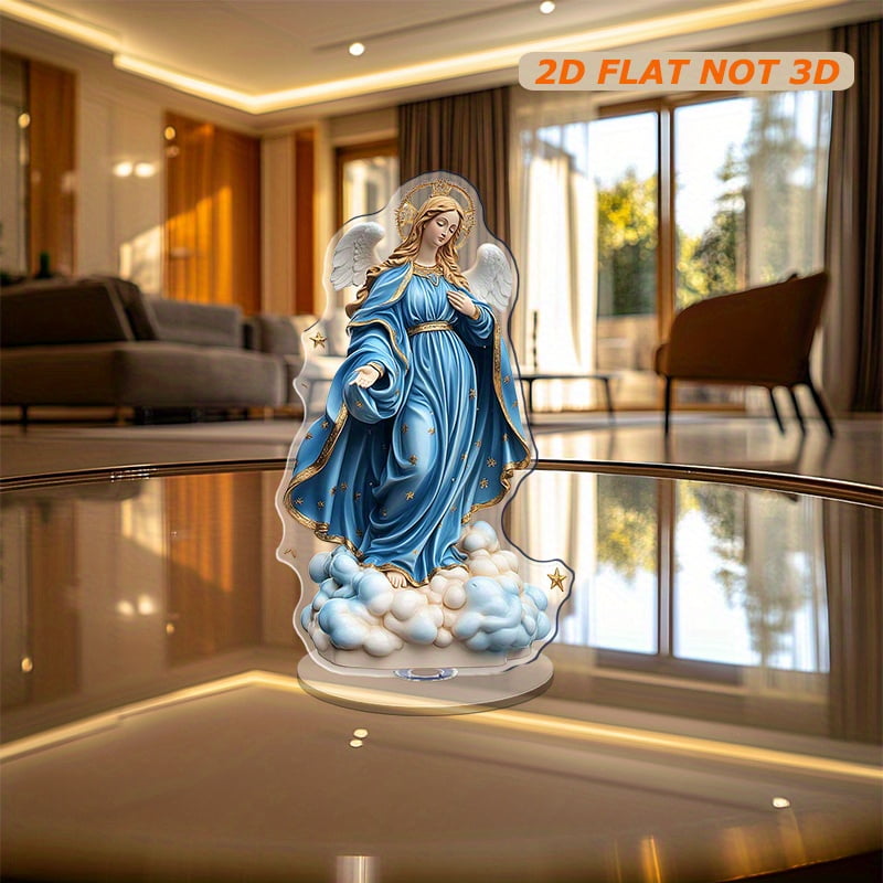 Rotating acrylic display featuring a full-body statue of Holy Mary ...