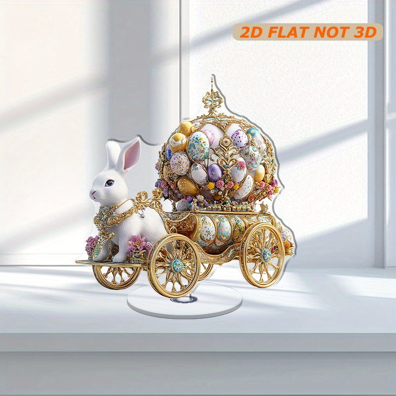 Rotating acrylic display featuring a giant white rabbit pulling an ...