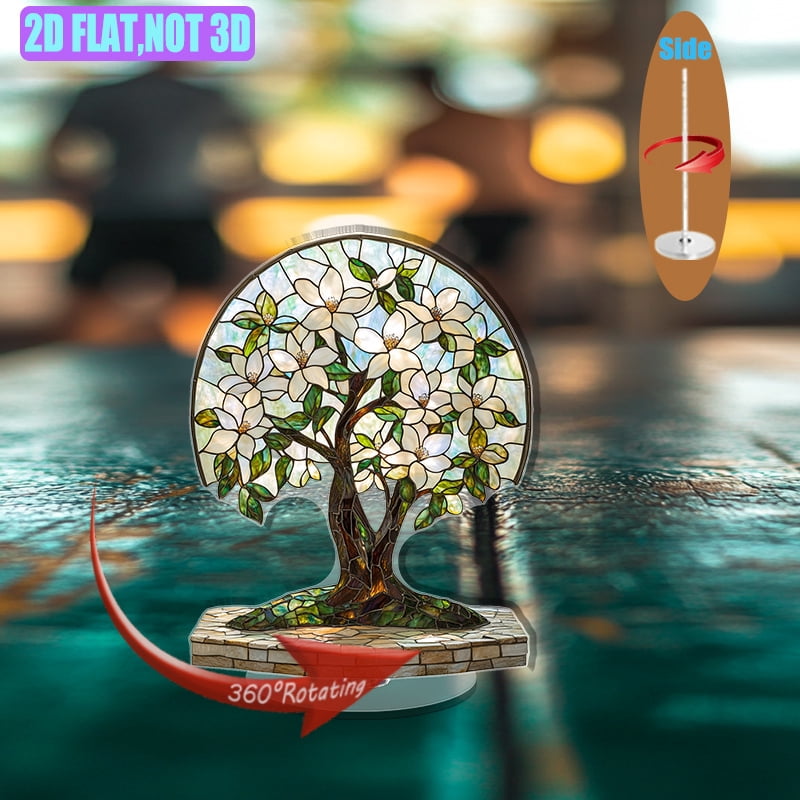 Rotating acrylic display featuring a graceful magnolia tree with creamy ...