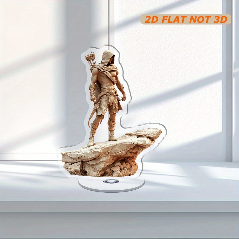 Rotating acrylic display featuring a heroic archer on a cliff with a ...