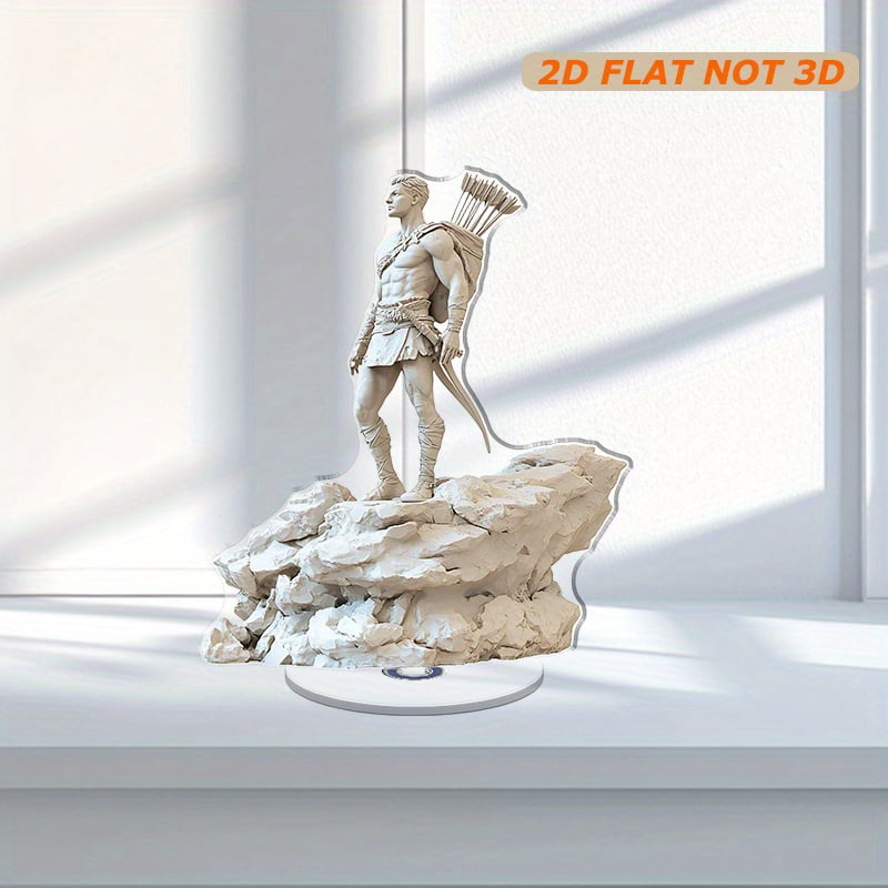 Rotating acrylic display featuring a heroic archer on a cliff with a ...