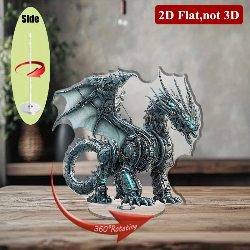 Rotating acrylic display featuring a highly detailed cybernetic dragon ...
