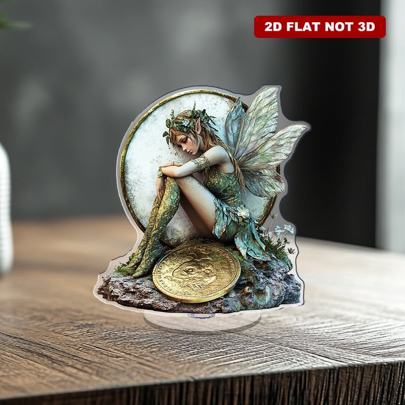Rotating acrylic display featuring a highly detailed forest fairy on a ...