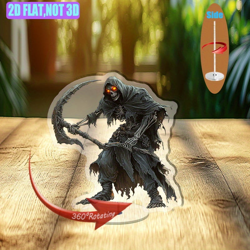 Rotating acrylic display featuring a hunched skeletal Grim Reaper with ...