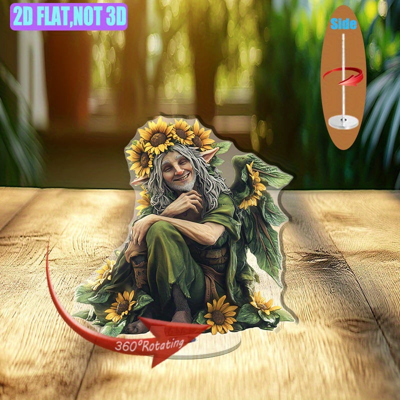 Rotating acrylic display featuring a joyful elf on a panther adorned ...