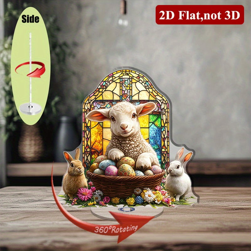 Rotating acrylic display featuring a lamb behind stained glass ...