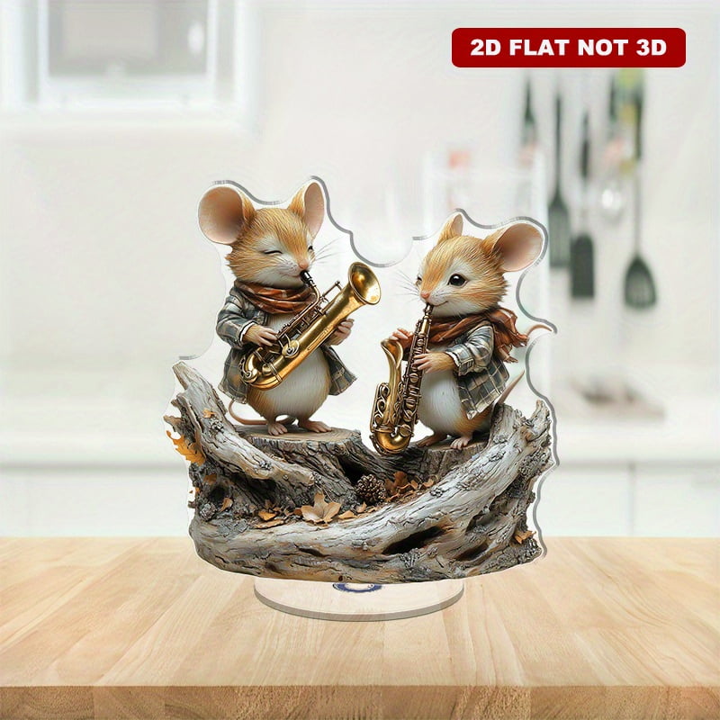 Rotating acrylic display featuring a mouse with saxophone and a mouse ...