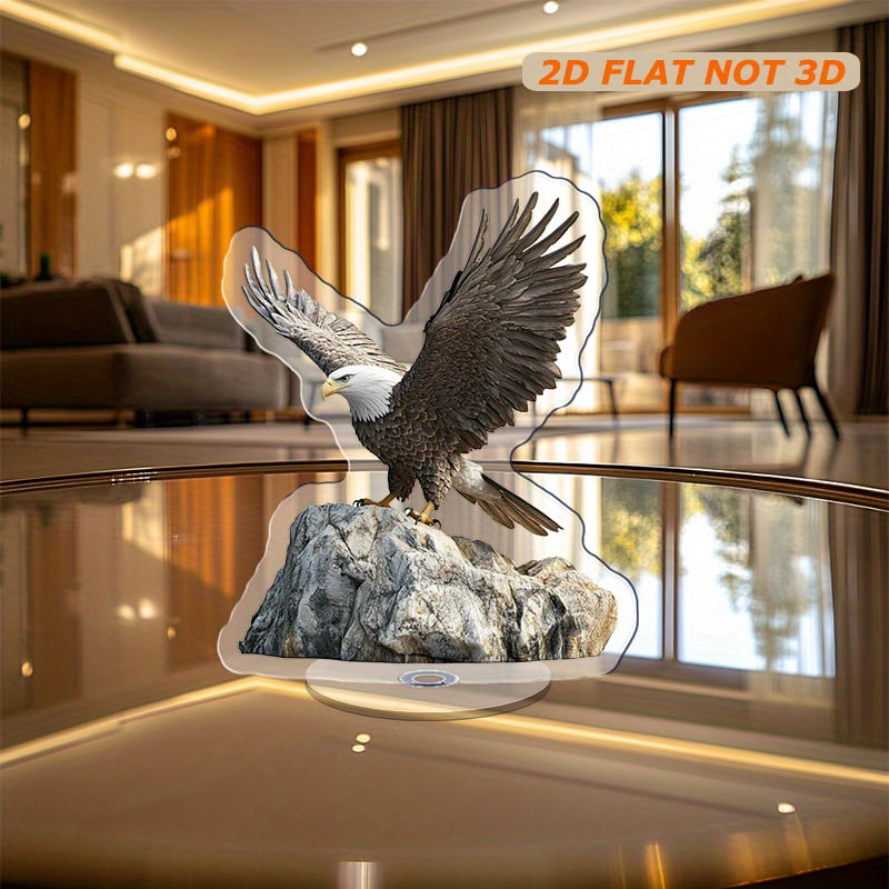 Rotating acrylic display featuring a photorealistic eagle with spread ...