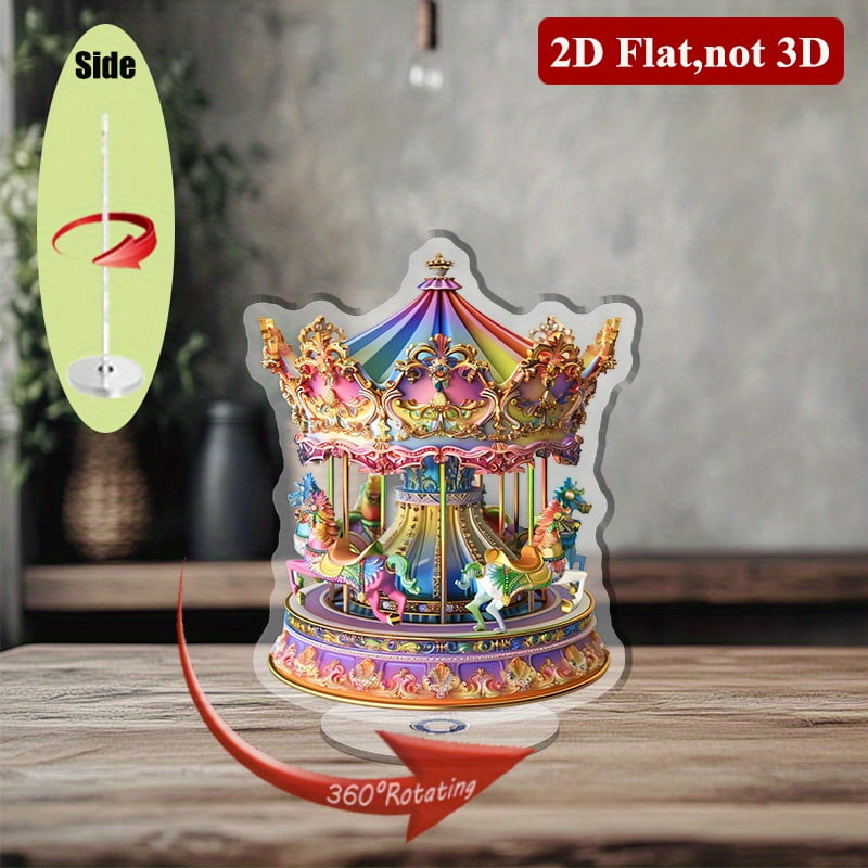 Rotating acrylic display featuring a rainbow-colored carousel with ...