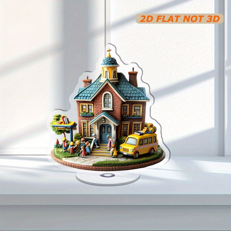 Rotating acrylic display featuring a schoolhouse with a bell roof and ...