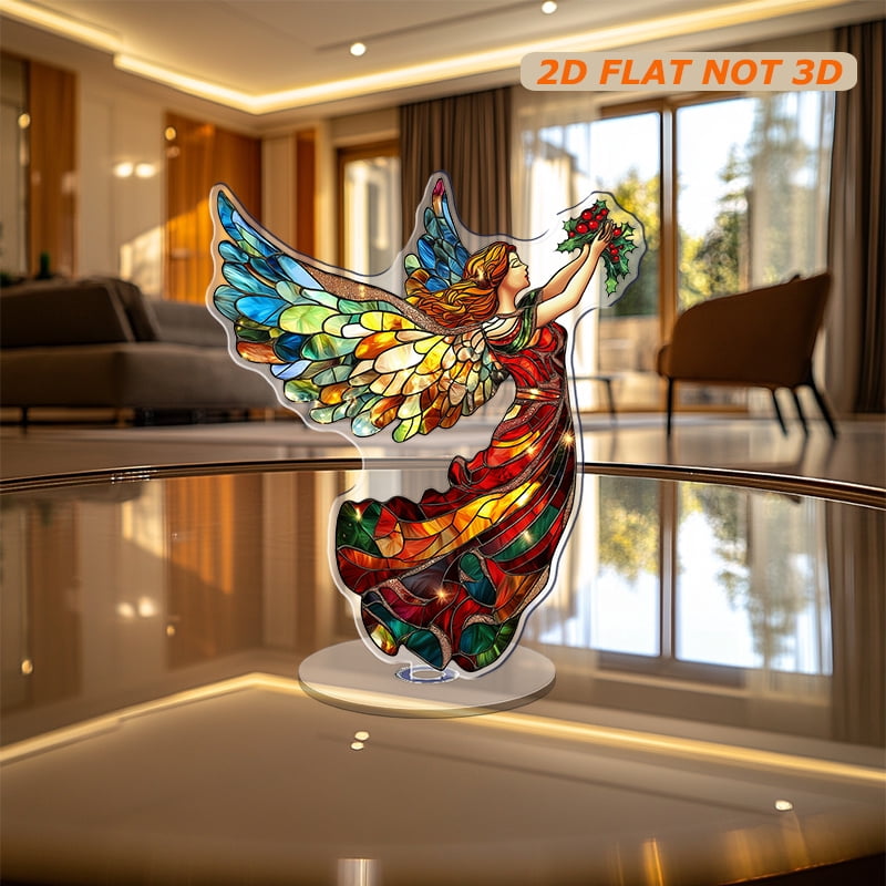 Rotating acrylic display featuring a vibrant stained glass style design ...