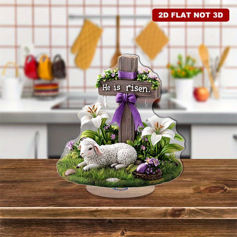 Rotating acrylic display featuring an Easter cross adorned with a ...