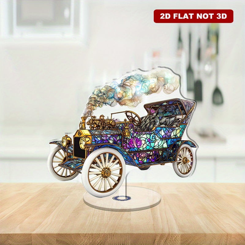 Rotating acrylic display featuring an aged car with a gold-leaf finish ...