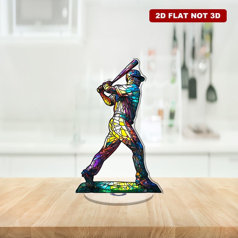 Rotating acrylic display featuring a baseball player poised at the ...