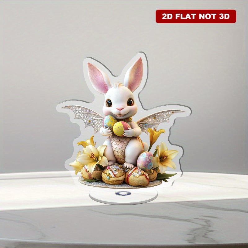 Rotating acrylic display featuring a bunny on a flying dragon with ...
