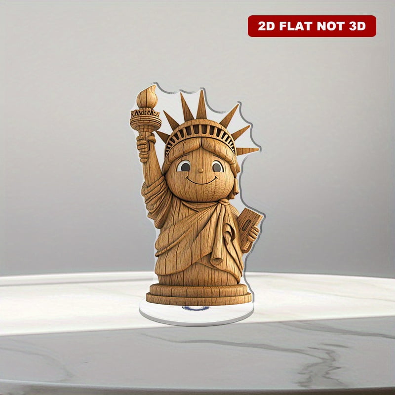 Rotating acrylic display featuring a cartoon-style wooden Statue of ...