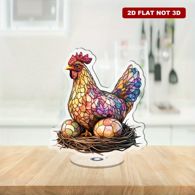 Rotating acrylic display featuring a chicken in a nest with an egg ...