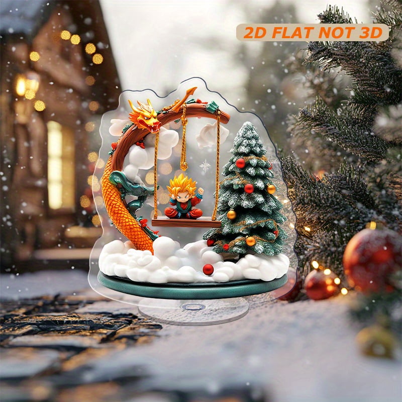 Rotating acrylic display featuring clouds, a Christmas tree, and Dragon ...