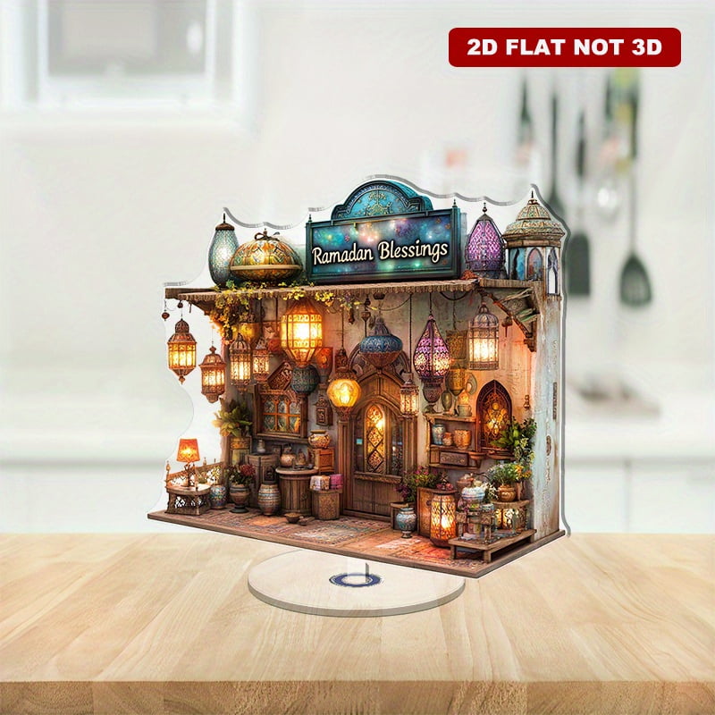 Rotating acrylic display featuring a cozy lantern boutique with ...