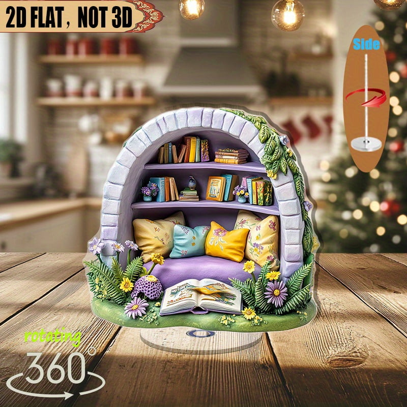 Rotating acrylic display featuring a cozy reading alcove with colorful ...