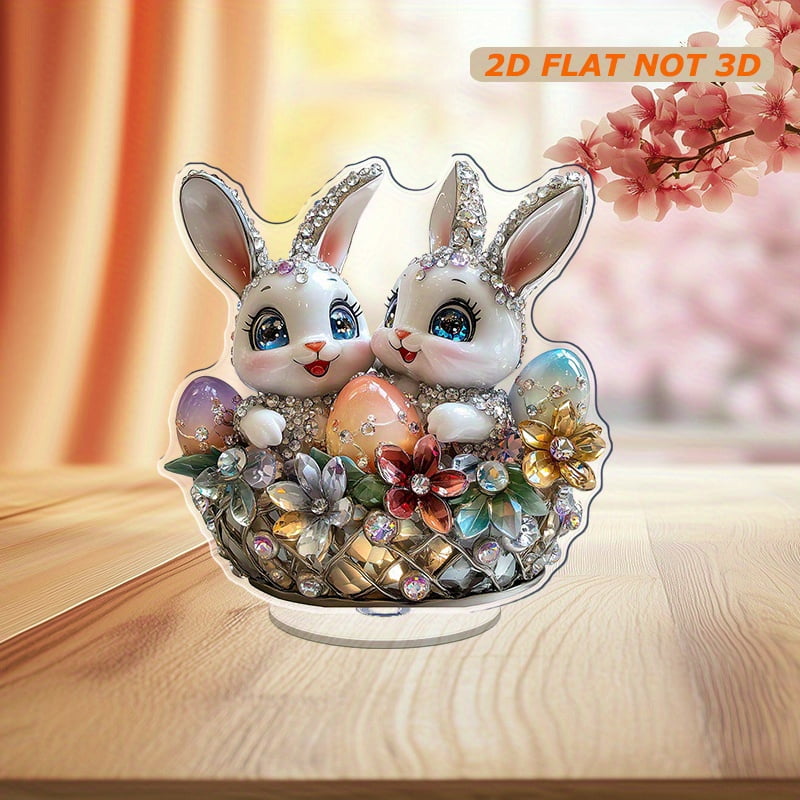 Rotating acrylic display featuring crystal bunnies in a stained glass ...