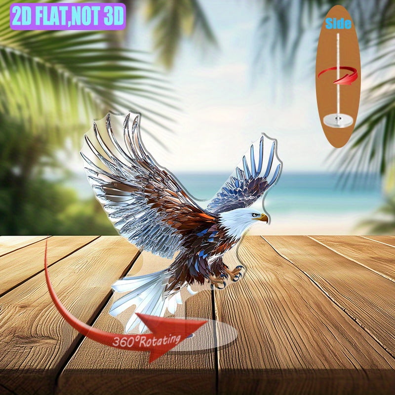 Rotating acrylic display featuring a crystal clear eagle with vibrant ...