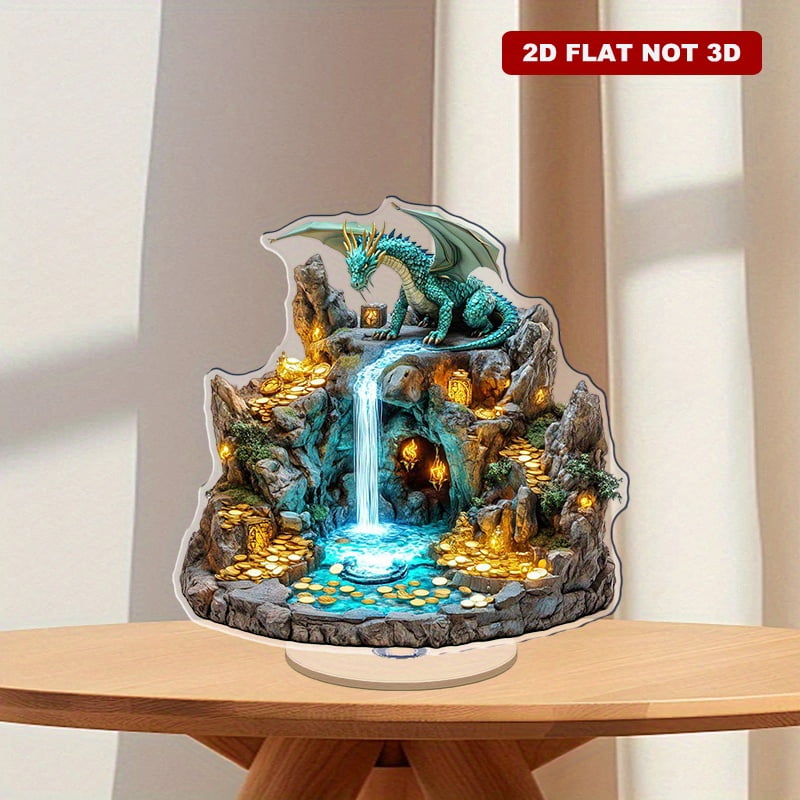 Rotating acrylic display featuring a dragon with emerald scales amid ...