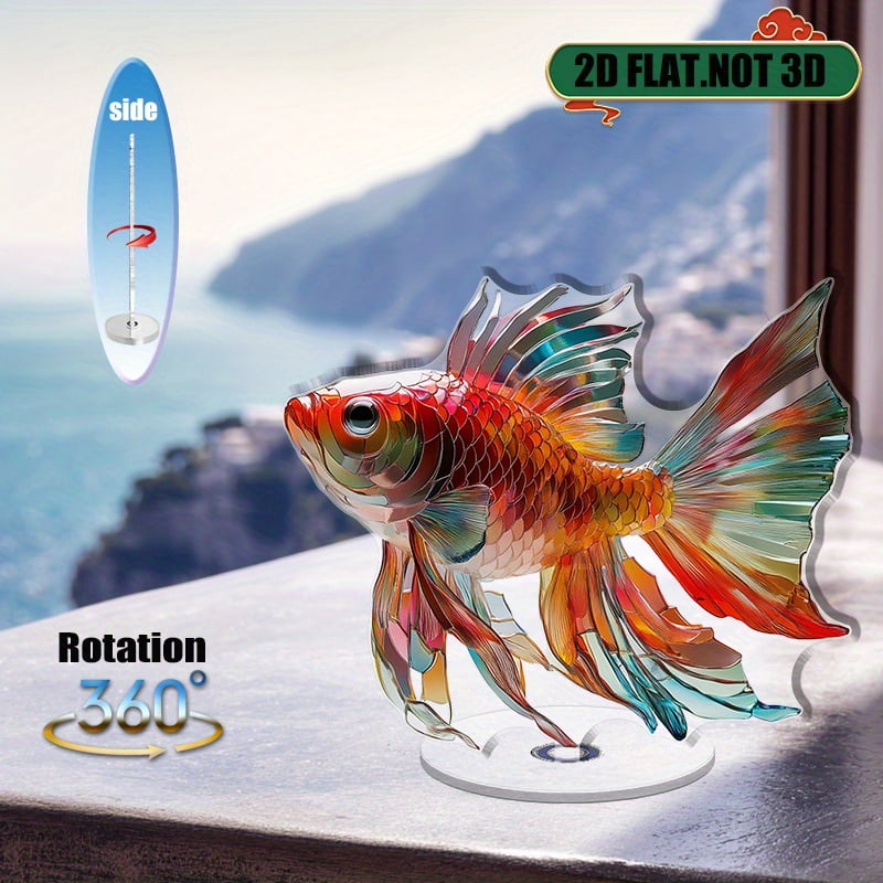 Rotating acrylic display featuring an ethereal fish with dynamic ...
