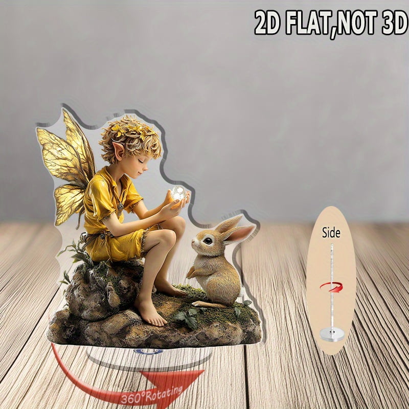 Rotating acrylic display featuring an exuberant pixie lad presenting a ...