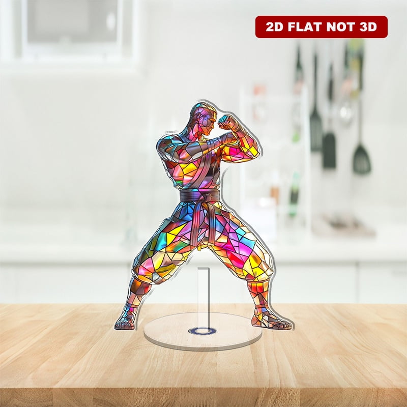 Rotating acrylic display featuring a fighter in a focused stance with ...
