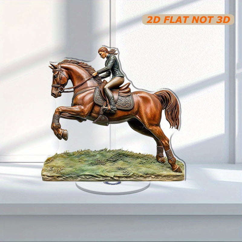 Rotating acrylic display featuring a horse-rider galloping in a field ...