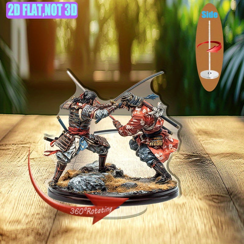 Rotating acrylic display featuring hyper-realistic samurai warriors in ...