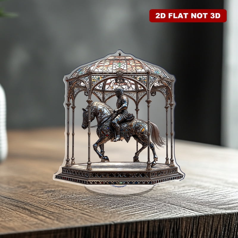 Rotating acrylic display featuring a knight on horseback in vivid ...