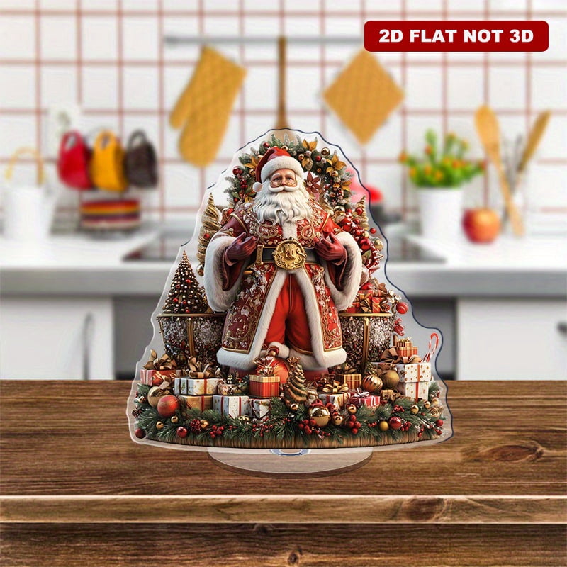 Rotating acrylic display featuring a lavish Santa Claus in rich colors ...