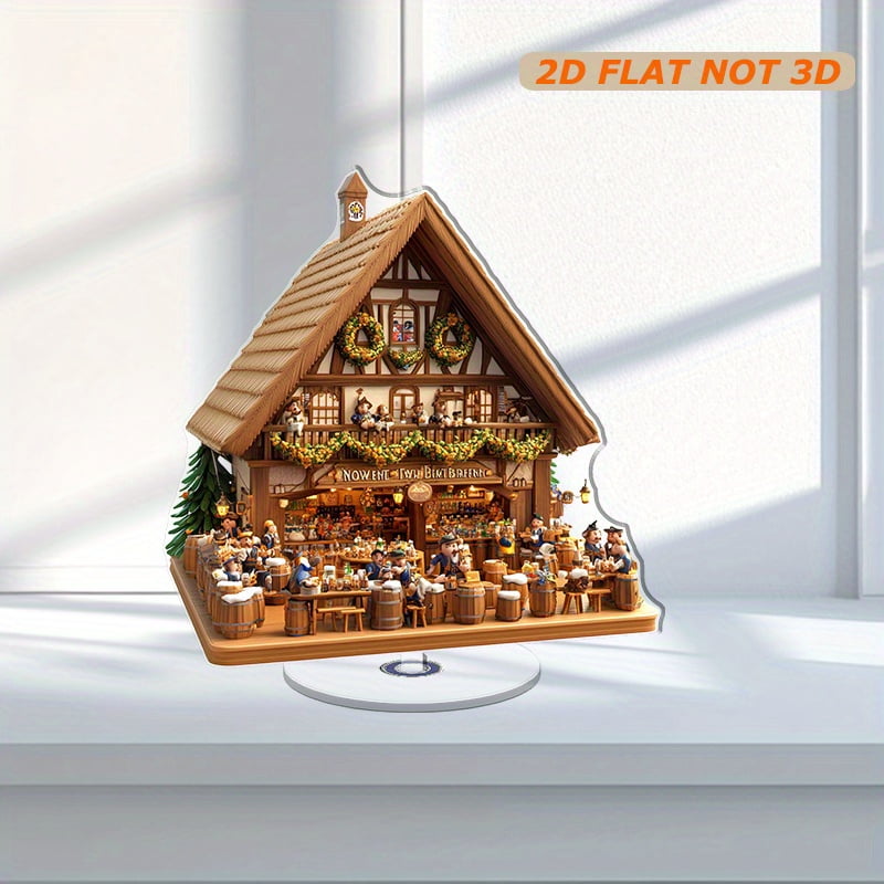 Rotating acrylic display featuring a lively Oktoberfest beer hall scene ...