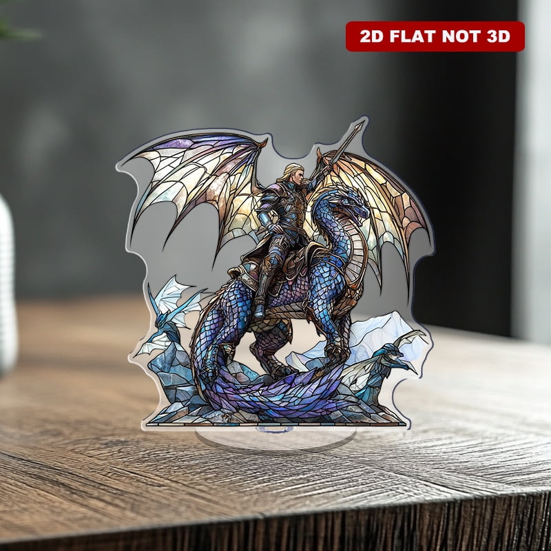 Rotating acrylic display featuring a majestic dragon and rider with ...