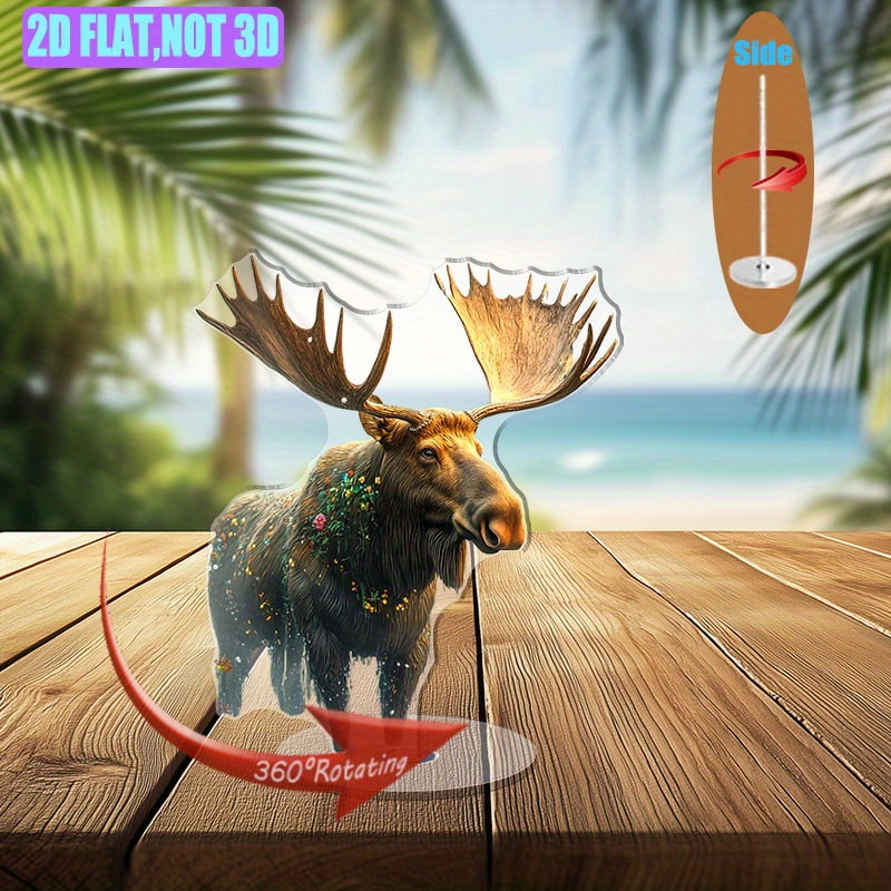 Rotating acrylic display featuring a majestic moose with vibrant ...