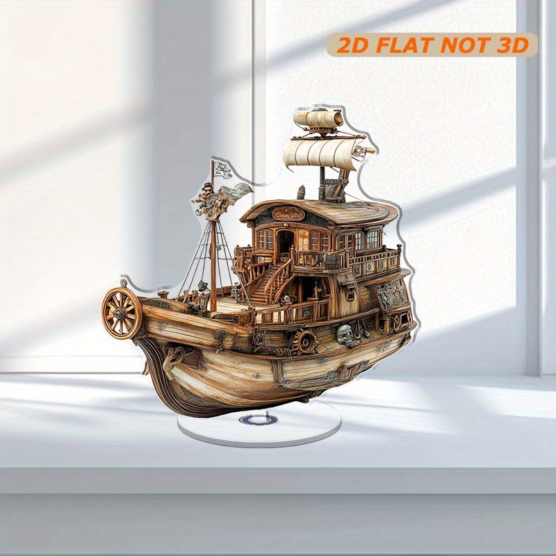 Rotating acrylic display featuring a pirate-themed paddle-wheel ...