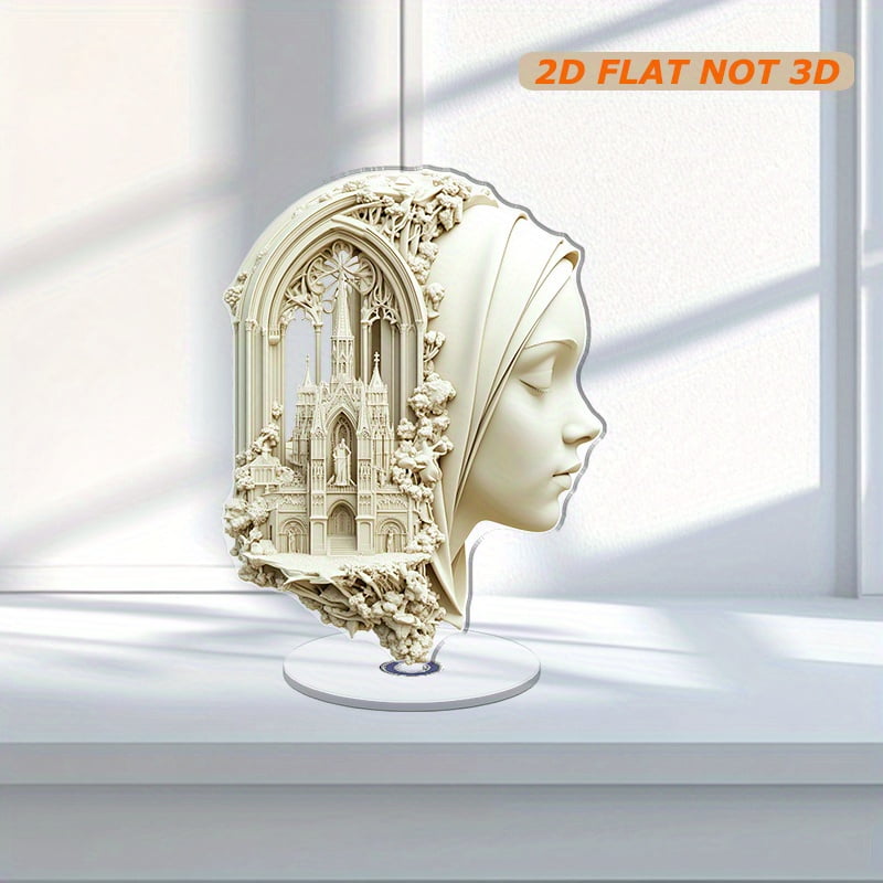 Rotating acrylic display featuring a realistic clay-like profile of a ...