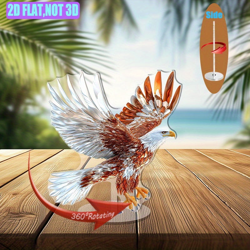 Rotating acrylic display featuring a realistic eagle with vibrant brown ...
