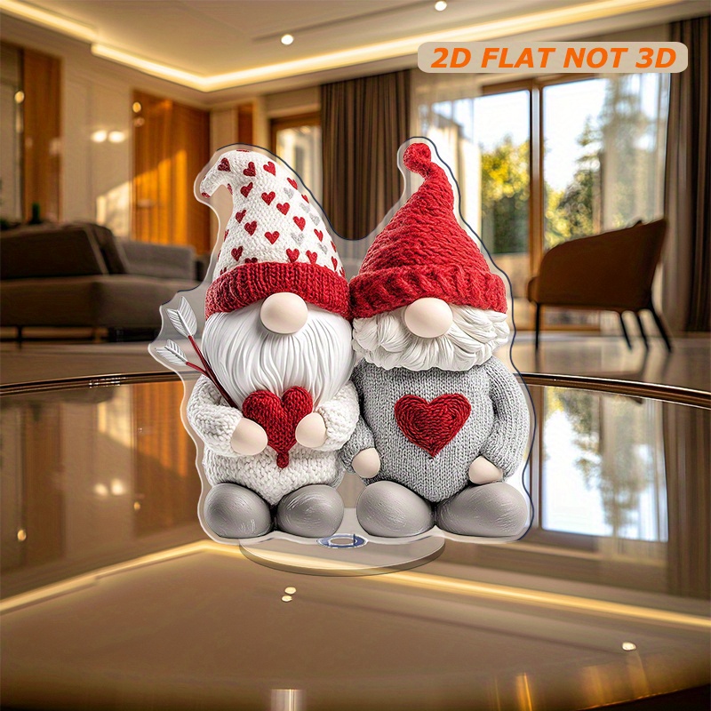 Rotating acrylic display featuring romantic Valentine gnomes in vibrant ...