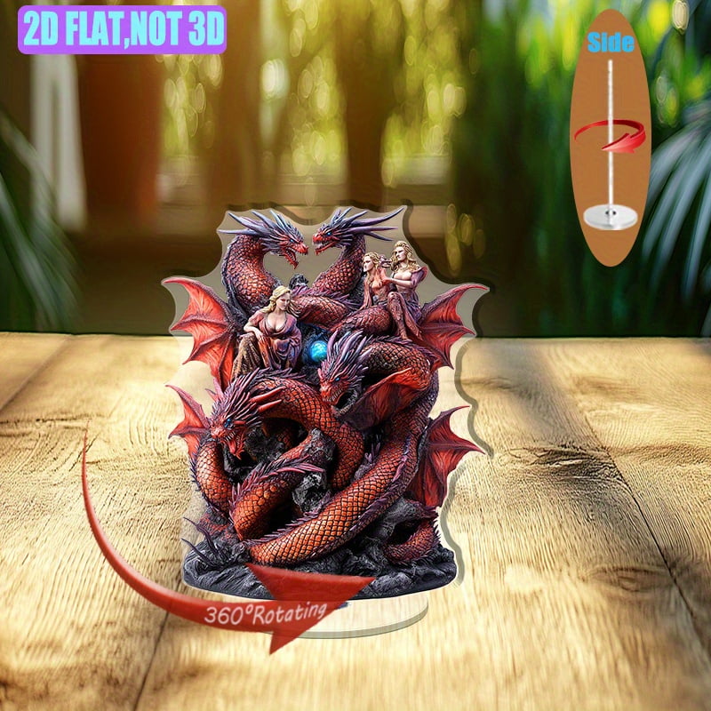 Rotating acrylic display featuring seven intertwined dragons with regal ...