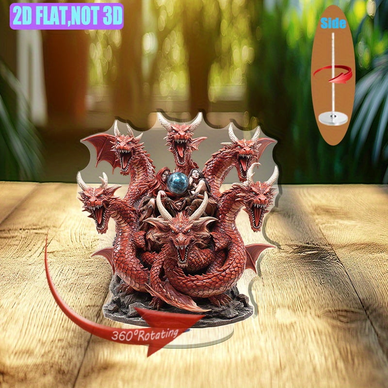 Rotating acrylic display featuring seven majestic dragons carved from ...