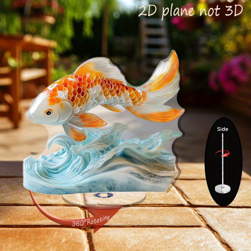 Rotating acrylic display featuring a stunning gemstone koi fish with ...