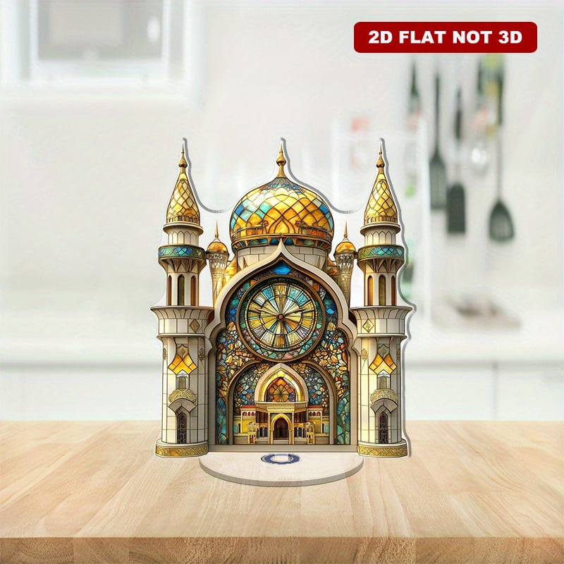 Rotating acrylic display featuring a stunning gold mosque and clock on ...
