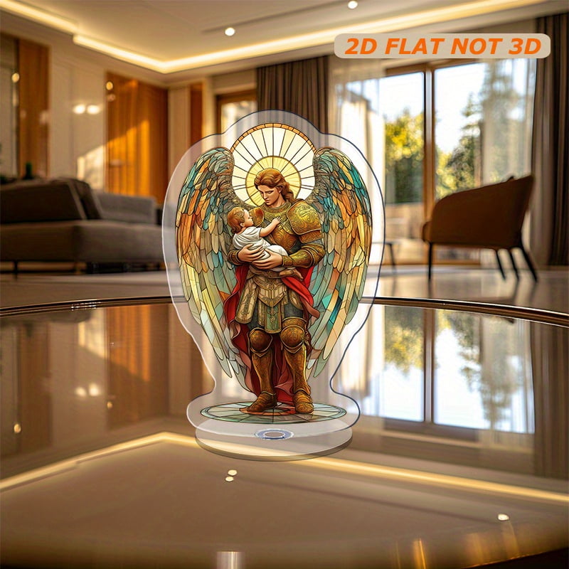 Rotating acrylic display featuring the majestic Archangel Michael in ...